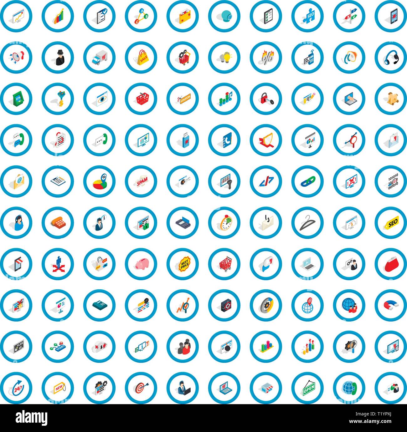 100 network icons set, isometric 3d style Stock Vector Image & Art - Alamy