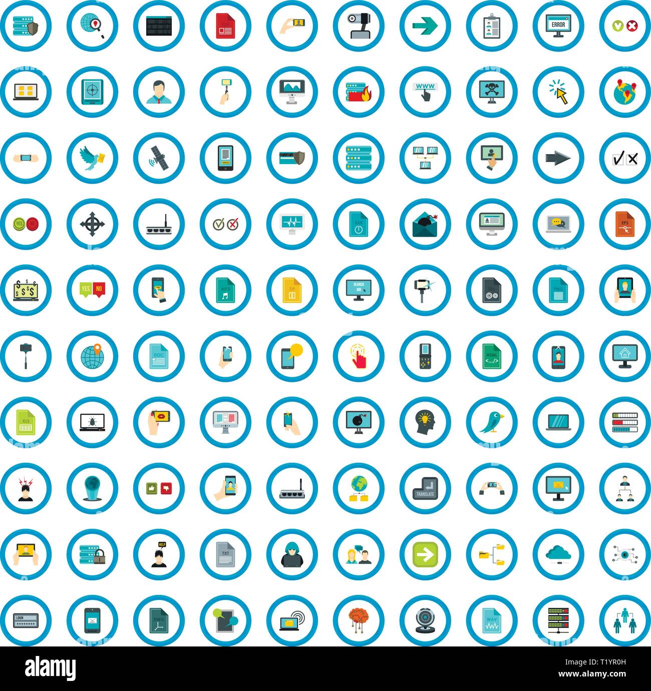 100 network icons set, flat style Stock Vector Image & Art - Alamy