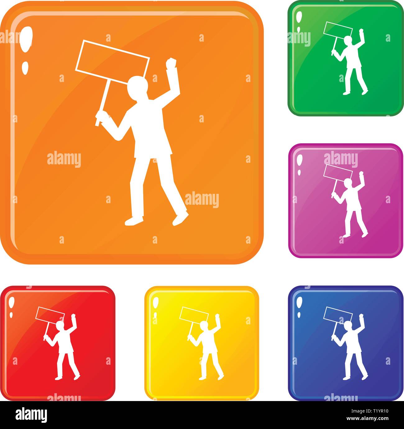 Man protest hand banner icons set vector color Stock Vector Image & Art ...