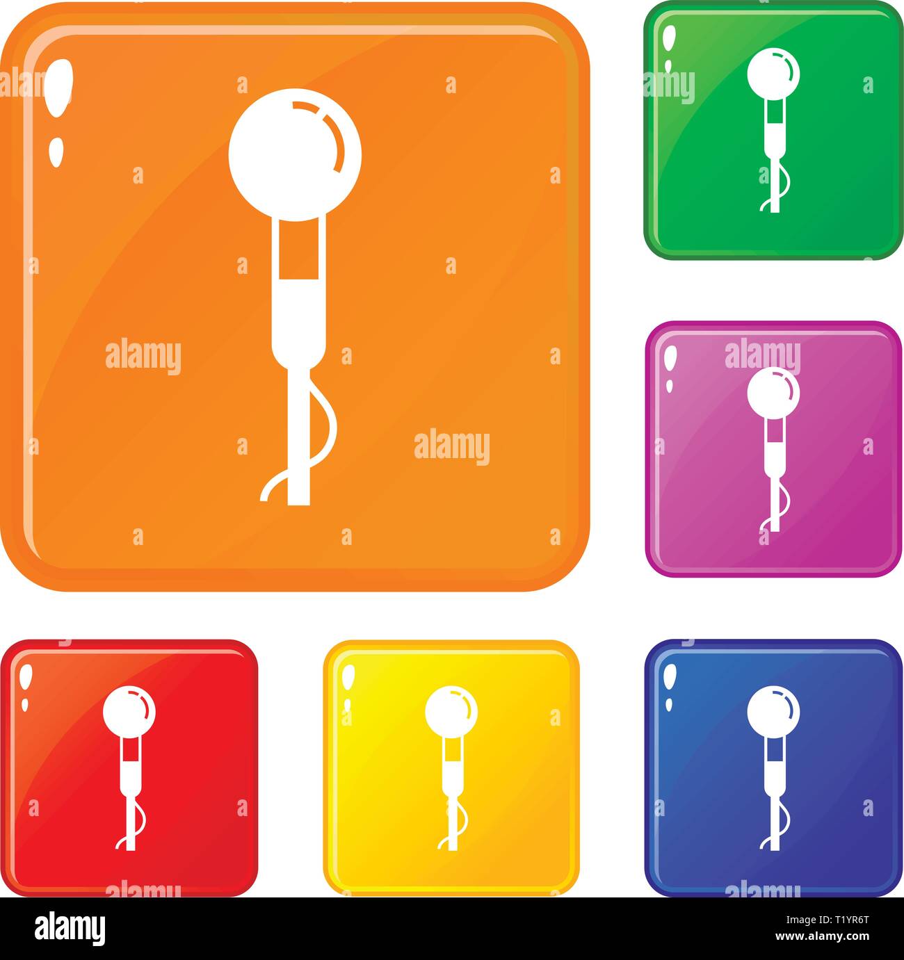 Microphone on stand icons set vector color Stock Vector Image & Art - Alamy
