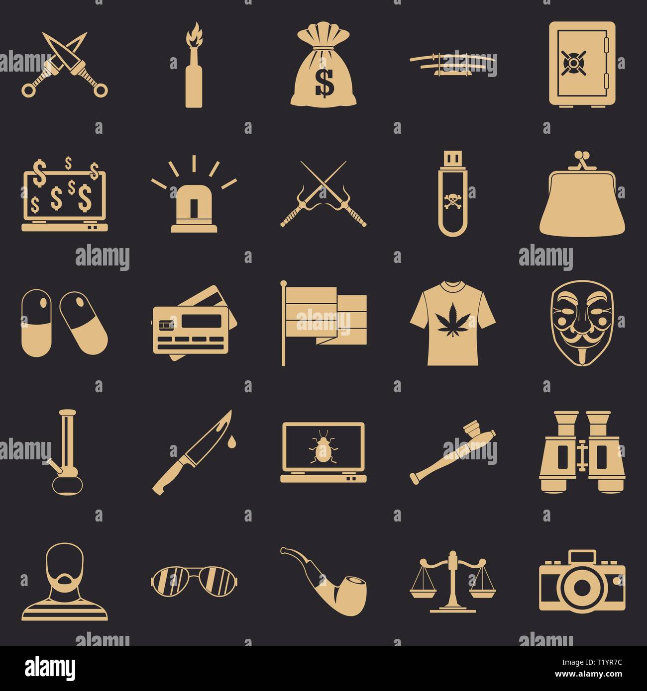 Wrongdoing icons set, simple style Stock Vector Image & Art - Alamy