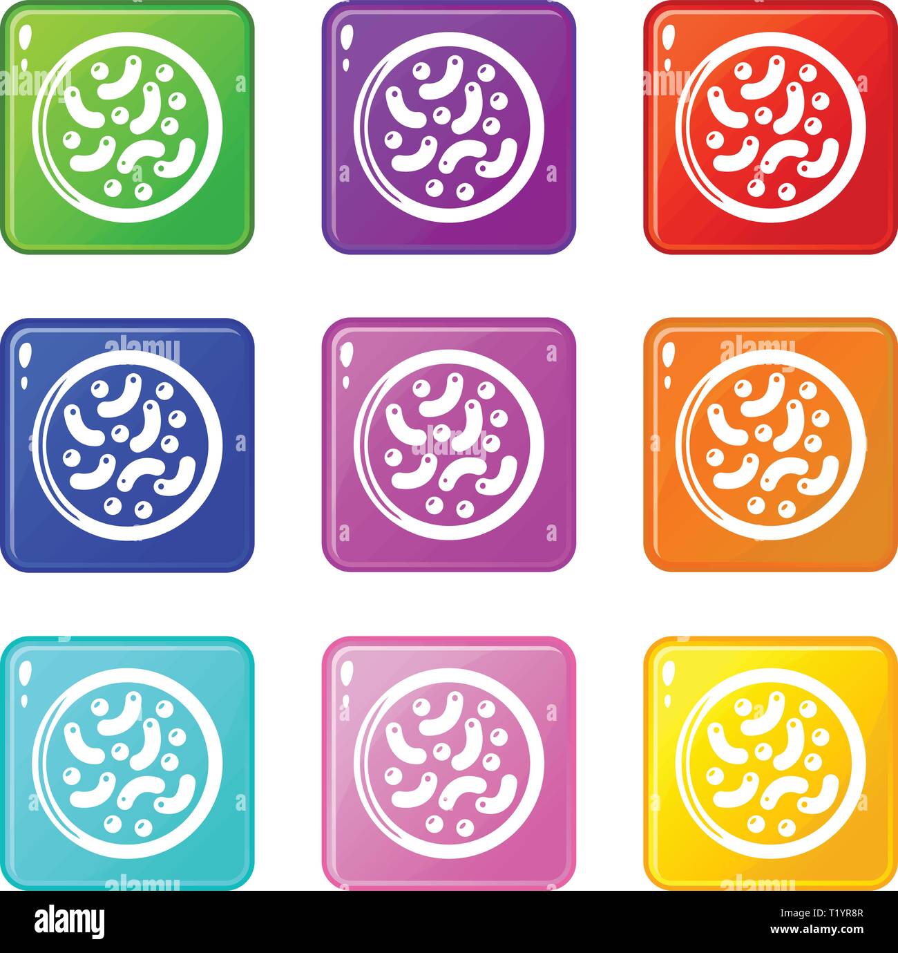 Microscopic bacteria icons set 9 color collection Stock Vector Image ...