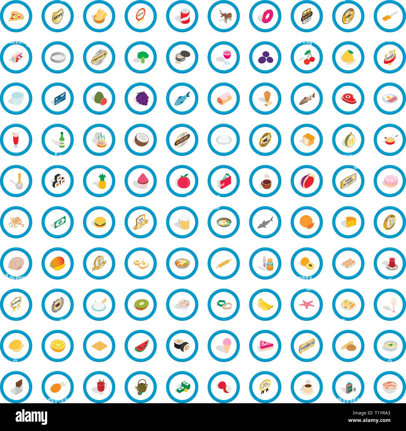 100 nutrition icons set, isometric 3d style Stock Vector Image & Art ...