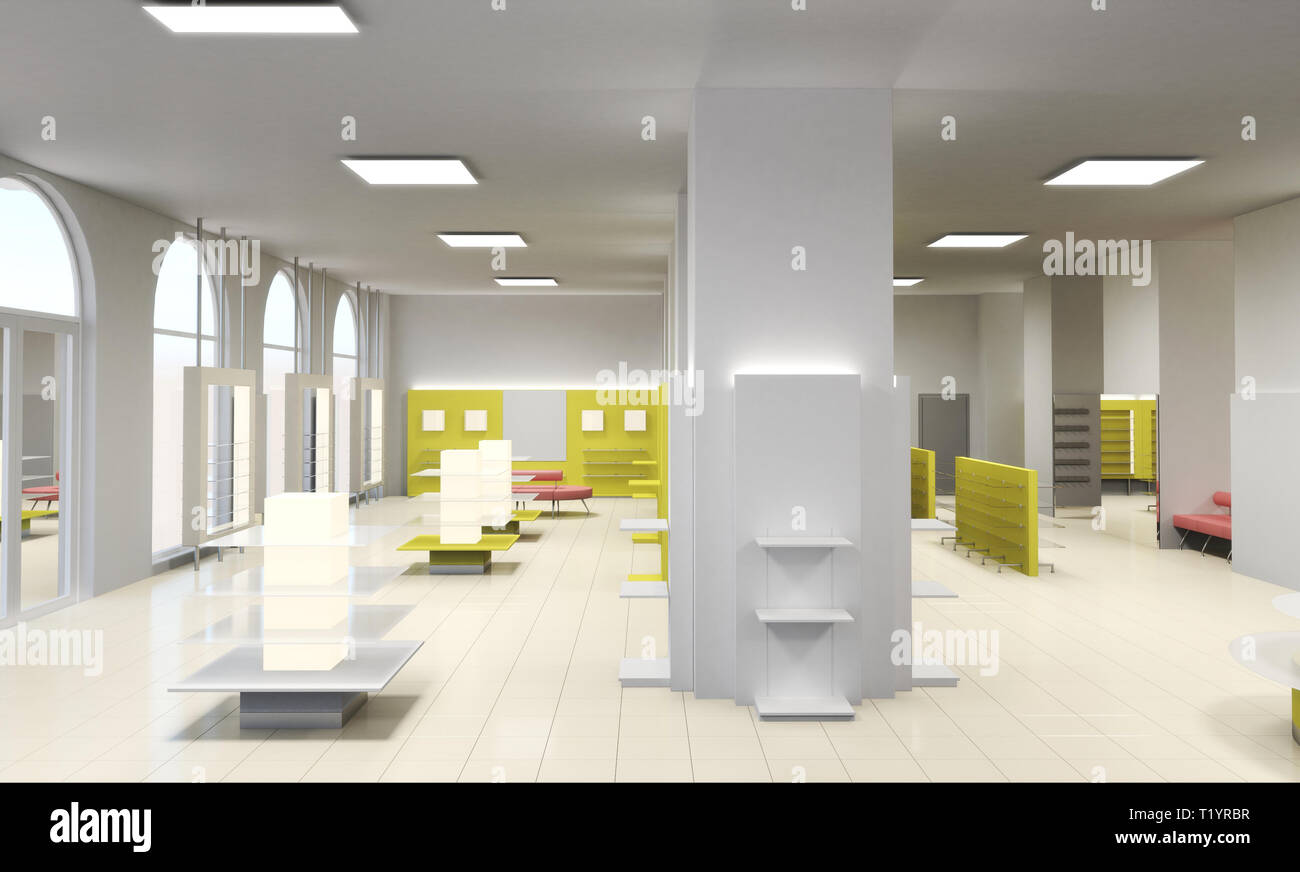shop, grocery store, interior visualization, 3D illustration Stock ...