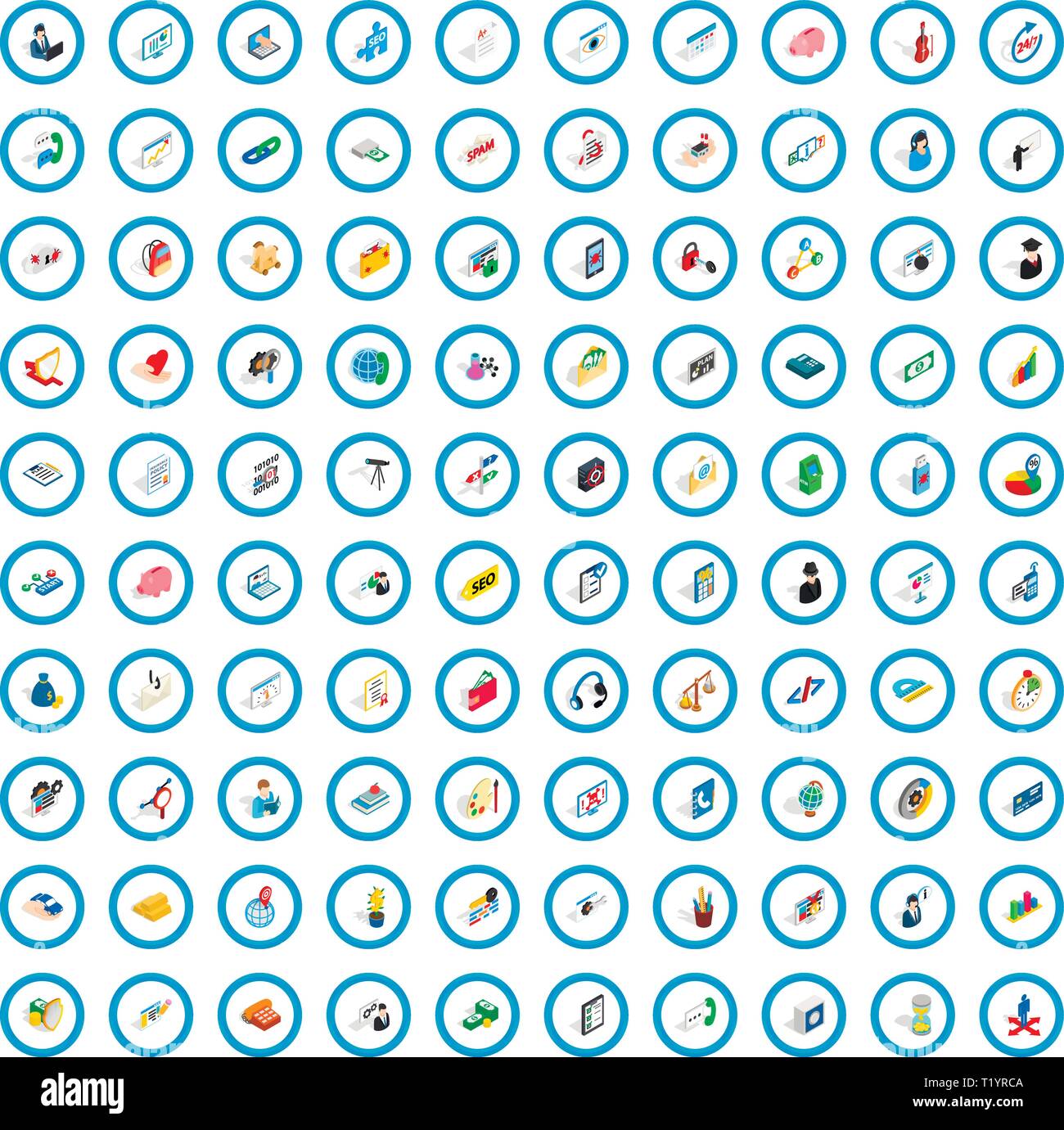 100 obligation icons set, isometric 3d style Stock Vector Image & Art ...