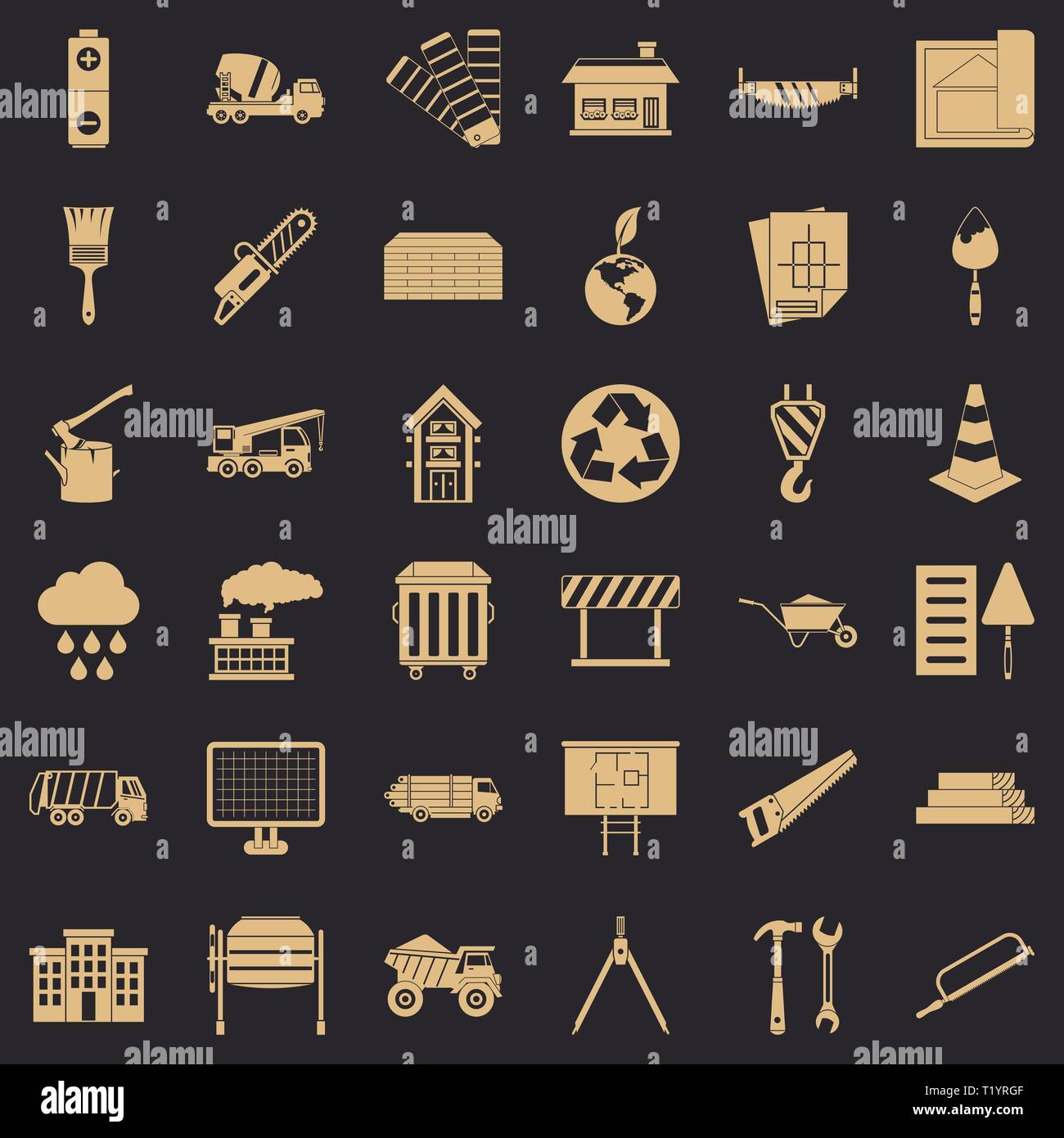 Construction site icons set, simple style Stock Vector Image & Art - Alamy