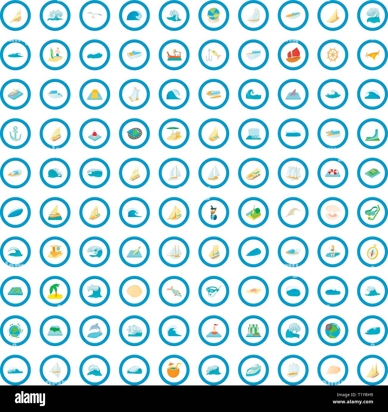 100 ocean icons set, cartoon style Stock Vector Image & Art - Alamy