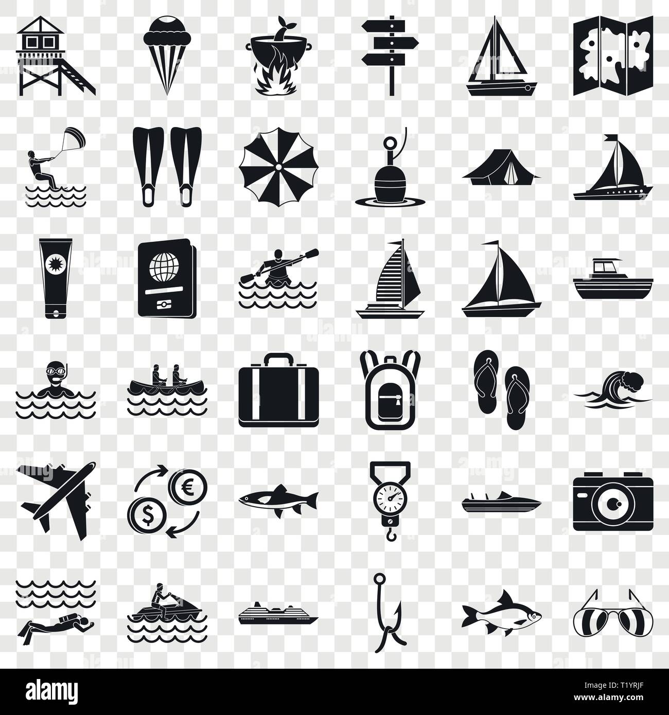 Water activity icons set, simple style Stock Vector Image & Art - Alamy