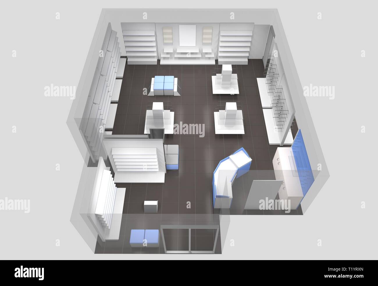 shop, grocery store, interior visualization, 3D illustration Stock ...