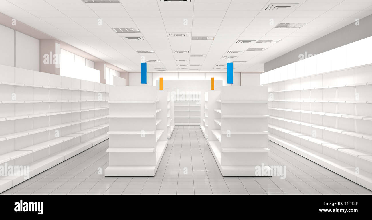 shop, grocery store, interior visualization, 3D illustration Stock ...