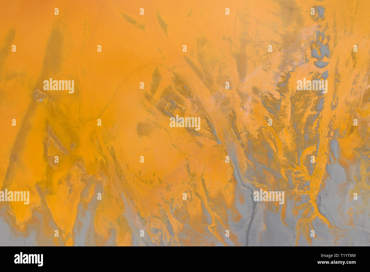 Aerial abstract natural pattern from above. Toxic yellow chemical ...