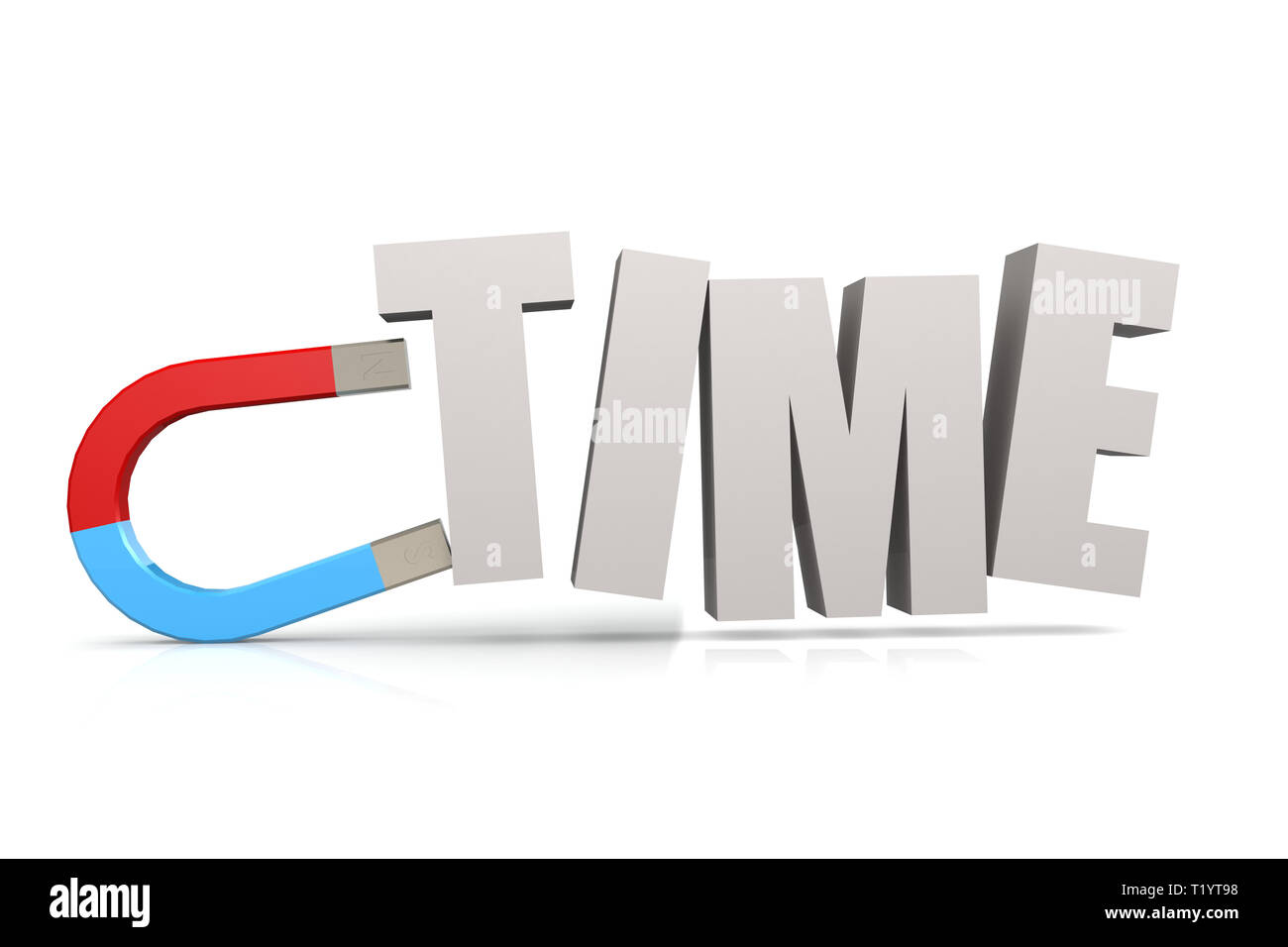 Magnet magnetizes the word time, 3D rendering Stock Photo - Alamy