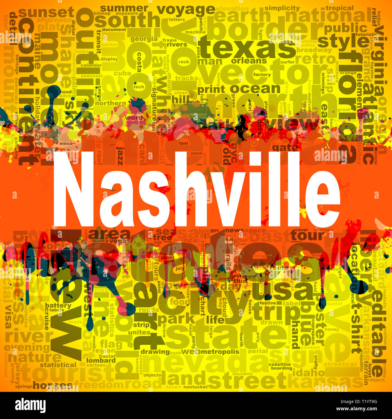 Nashville word cloud design. Creative illustration of idea word ...