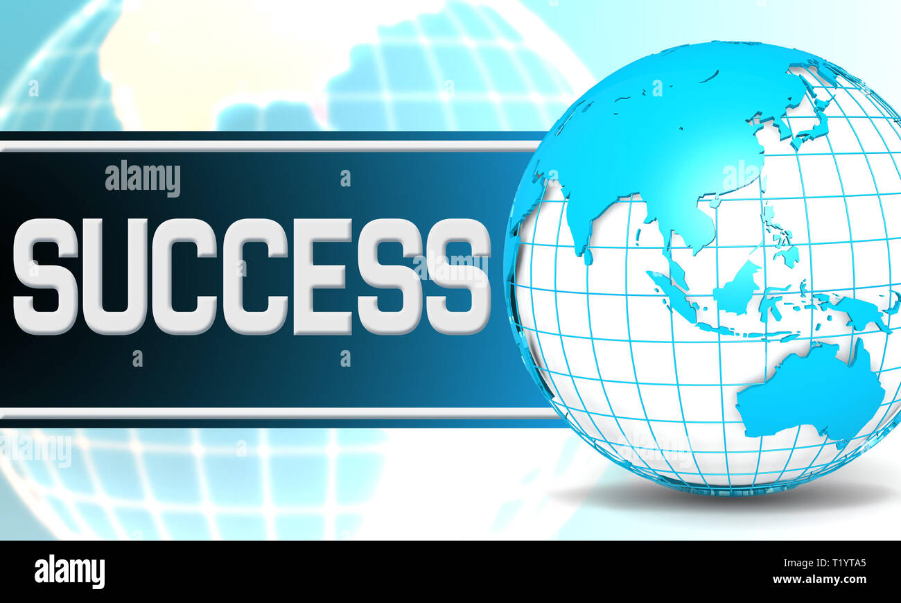 Success with sphere globe with white background, 3d rendering Stock ...