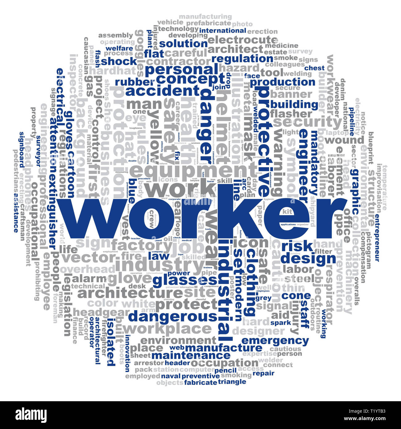 Worker word cloud. Creative illustration of idea word lettering ...