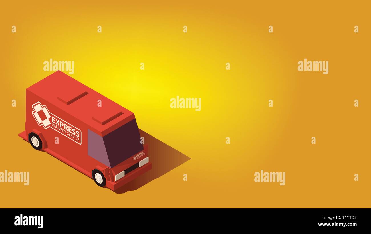 Red Express Delivery Car. Logistics or Relocation Isometric Concept ...