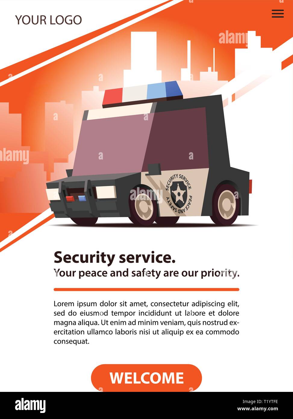 Private Guard Car. Vector Illustration. Poster Security Service Stock ...