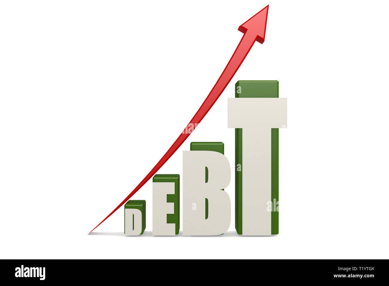 Debt word with up red arrow, 3D rendering Stock Photo - Alamy