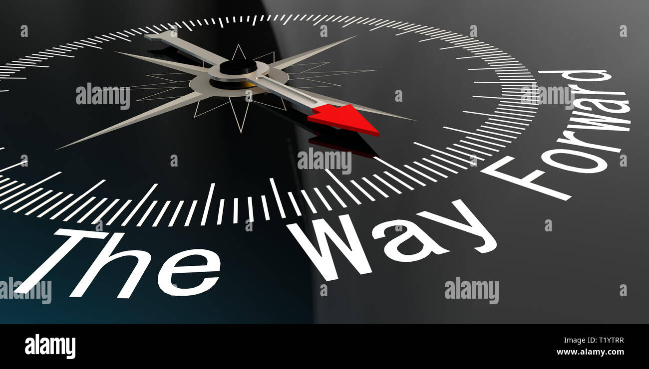 Compass with the way forward word. 3D rendering Stock Photo - Alamy