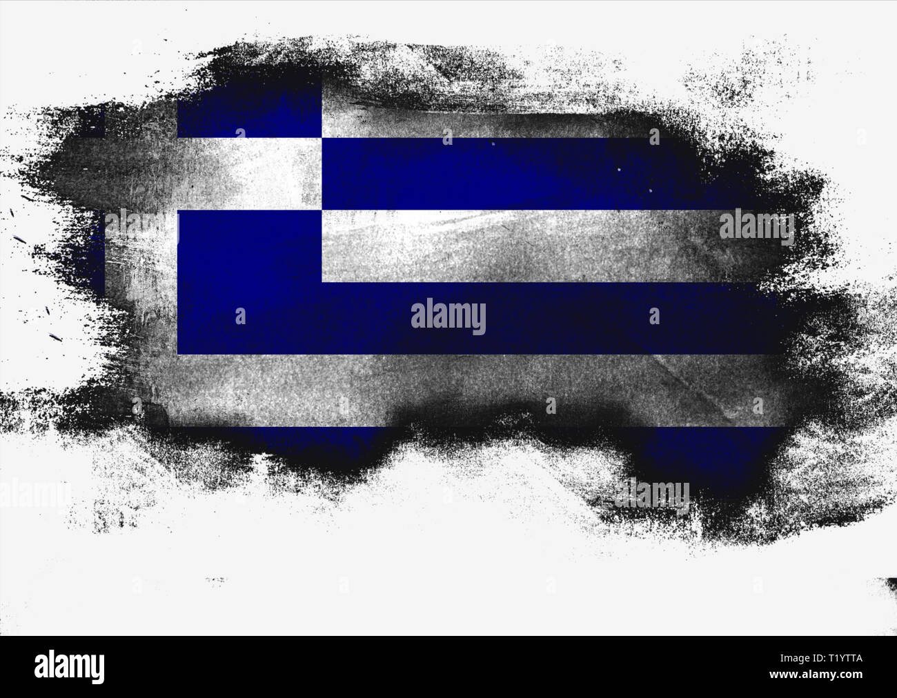 Greece flag painted with brush on white background, 3D rendering Stock ...