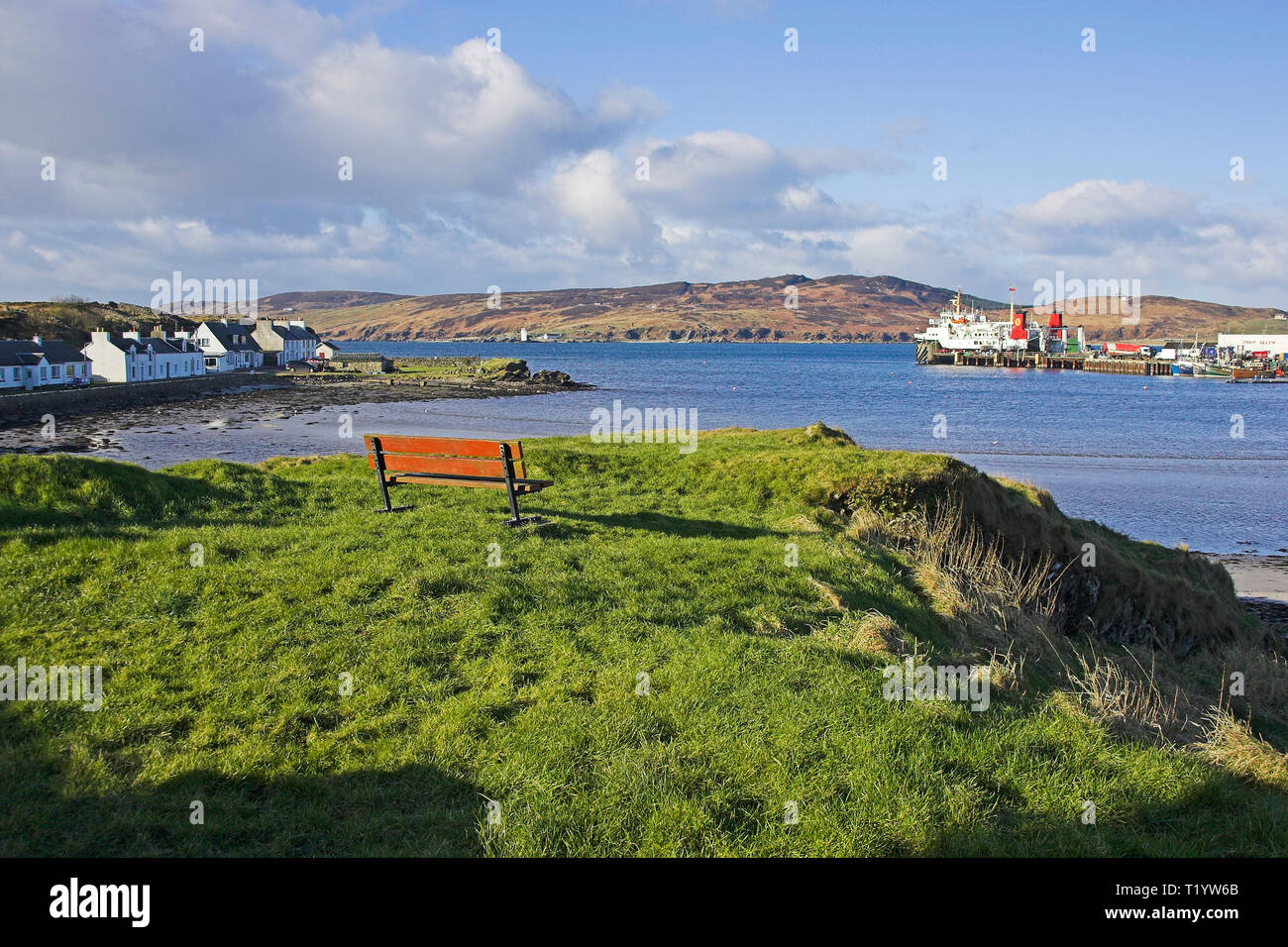 Caledonian McBrayne ferry in Port Ellen harbour, island of Islay ...