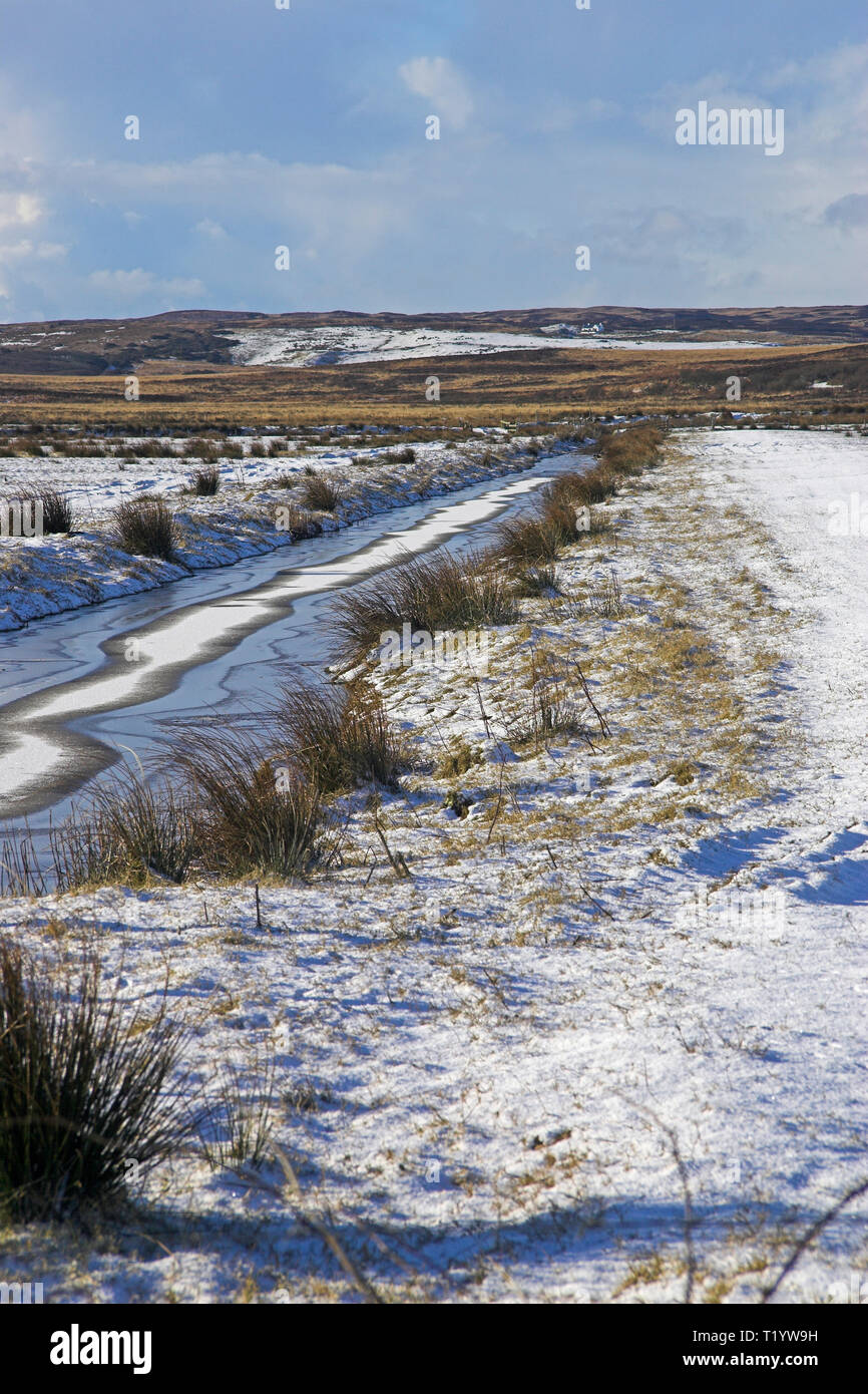 Drainage ditch on Loch Gruinart RSPB Reserve, island of Islay, Scotland ...