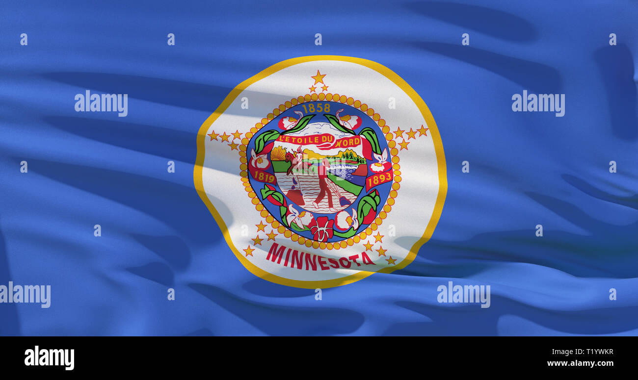 Waving detailed flag of Minnesota state, United States of America. 3d ...