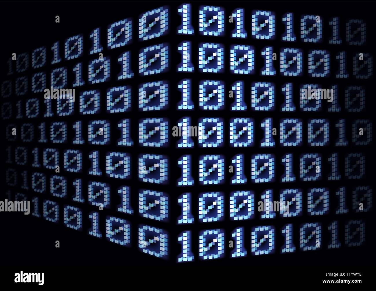 Blue Digital Binary Code Background Stock Vector Image & Art - Alamy