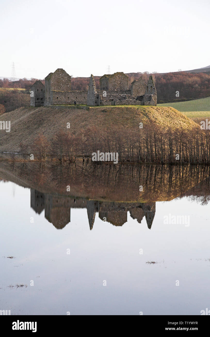 Ruthven Barracks reflected in floods of River Spey Insh Marshes RSPB ...
