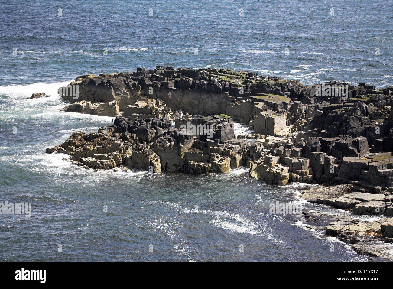 Wave washed rocks on the Isle of May Firth of Forth Scotland Stock ...