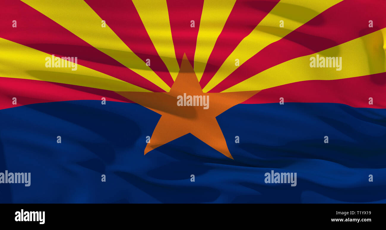 Arizona flag on silk texture, United States of America. 3d illustration ...