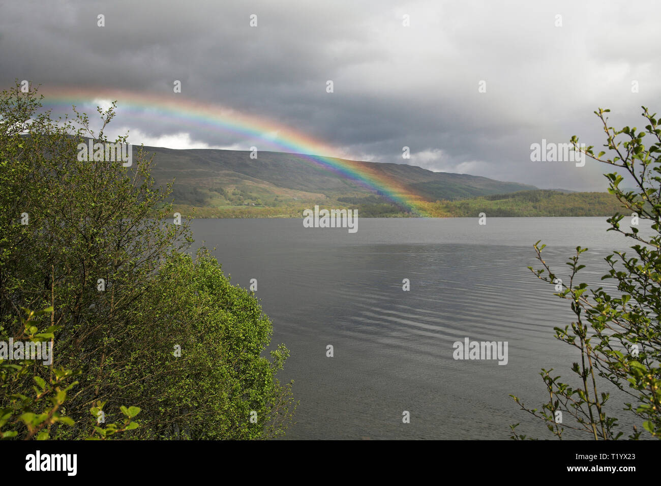 Rainbow over Loch Lomond Highland RegionScotland Stock Photo - Alamy