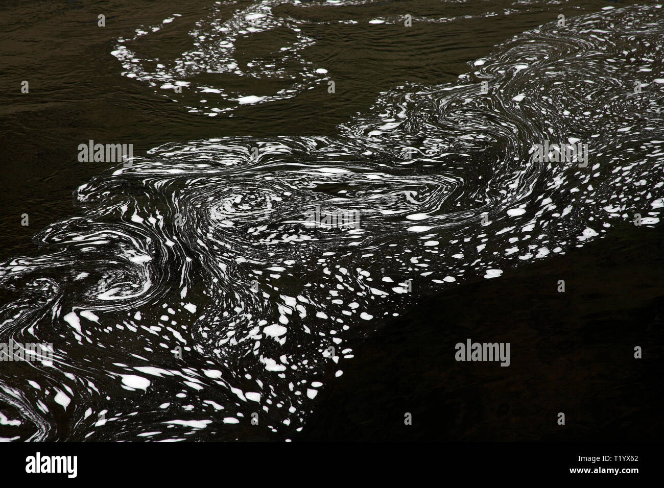 Bubbles on the surface of the River Etive Glen Etive Highland Region ...