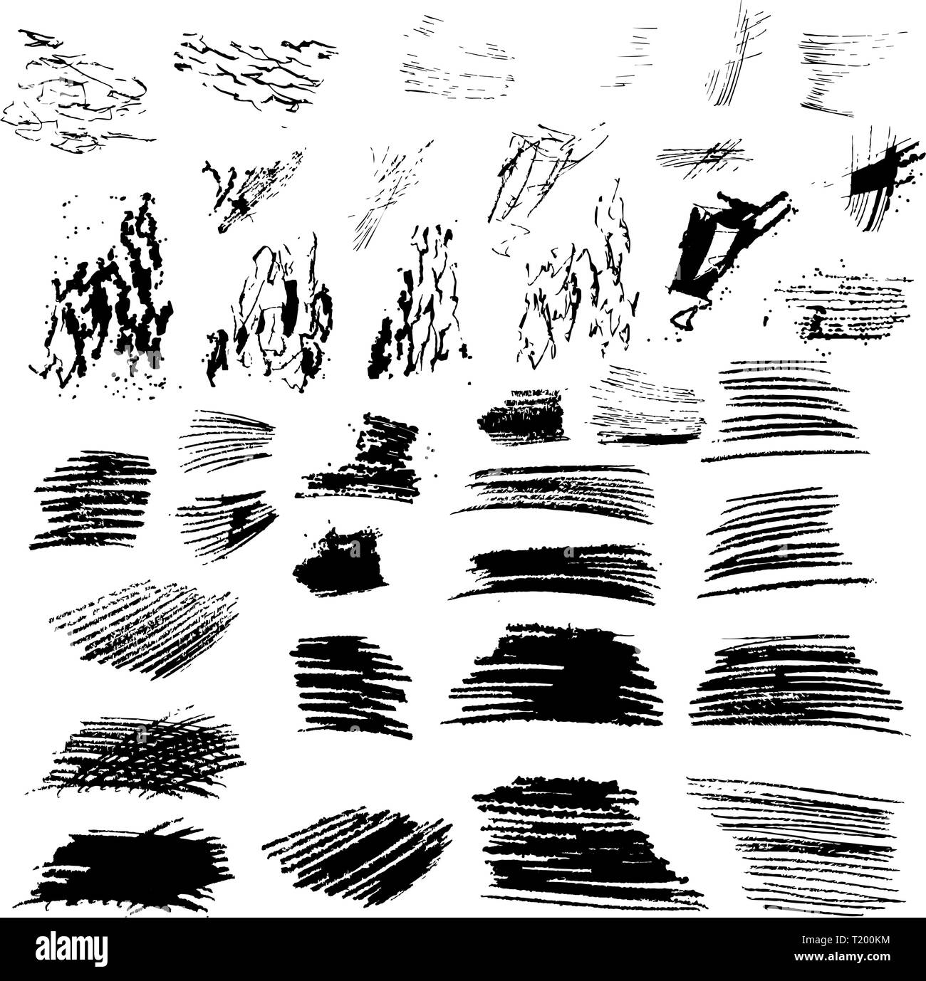 Set of hand drawn design elements. Vector collection of black ink ...