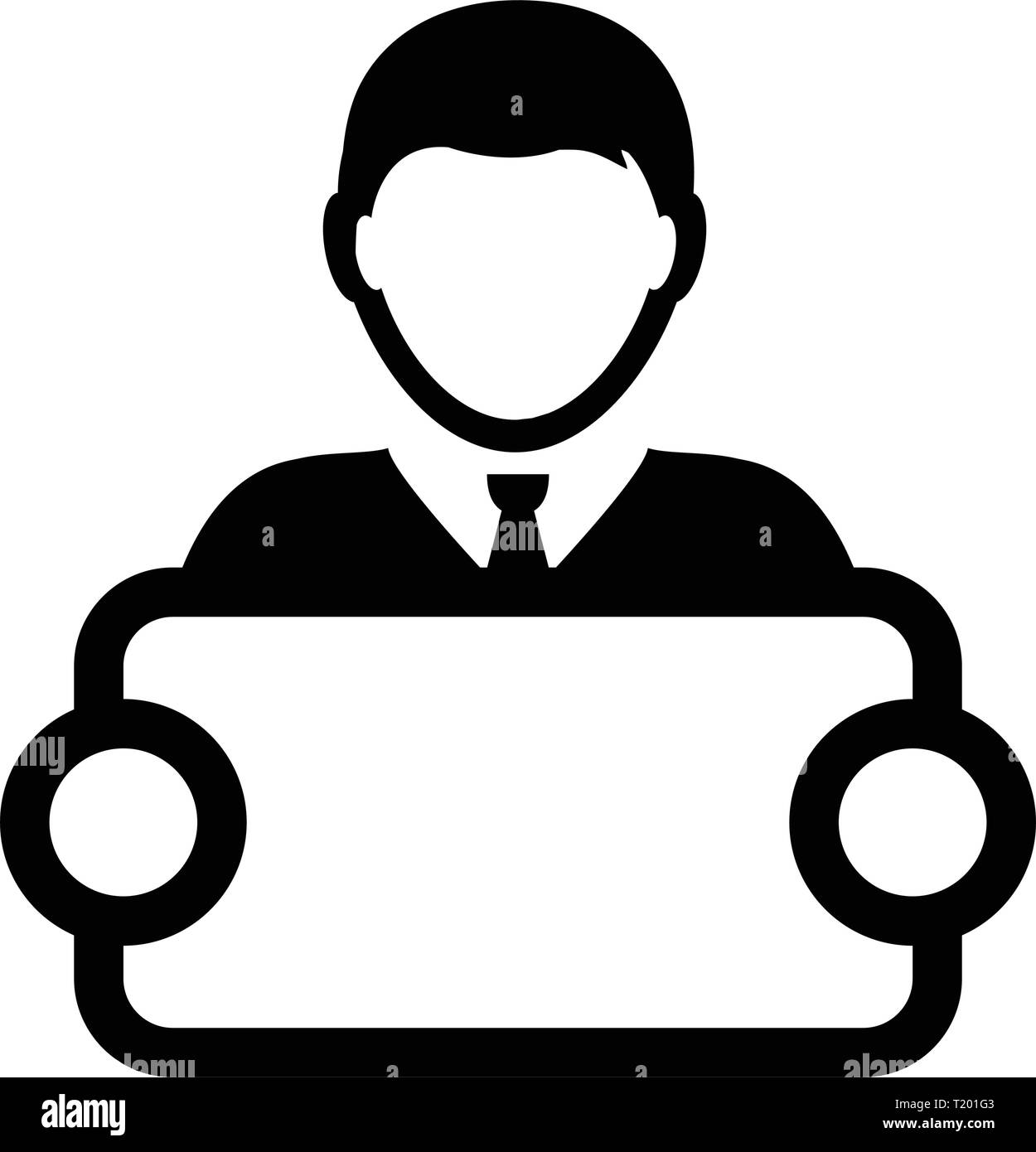 Campaign icon vector male person profile avatar symbol with signboard ...