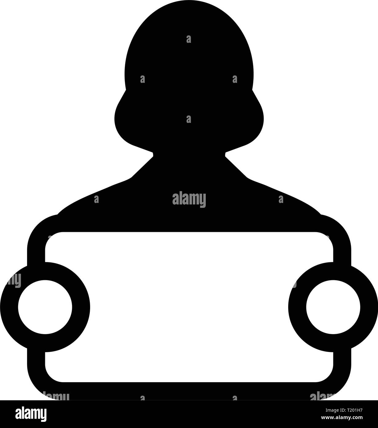 Campaign icon vector female person profile avatar symbol with signboard ...