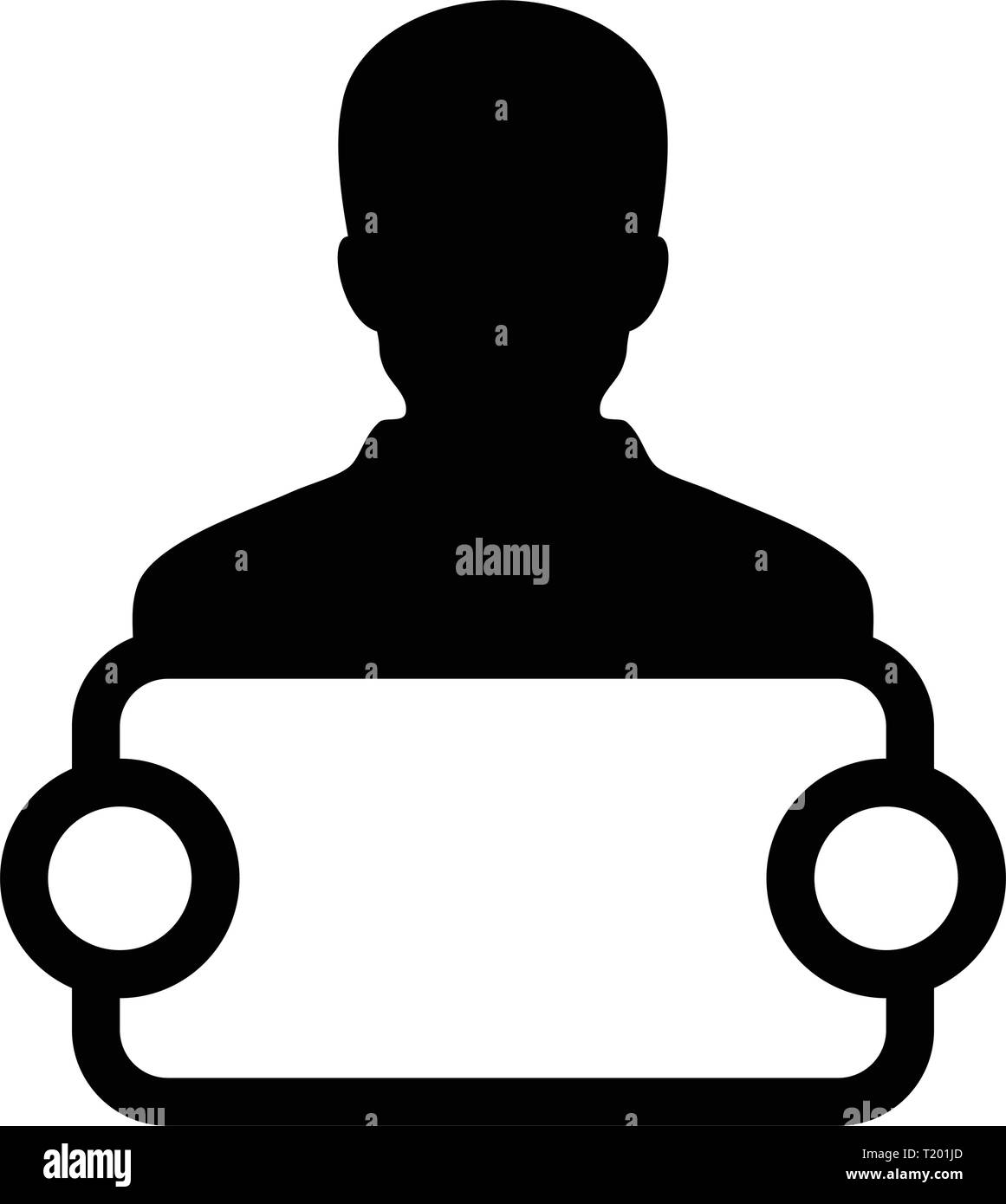 Marketing icon vector male person profile avatar symbol with signboard ...