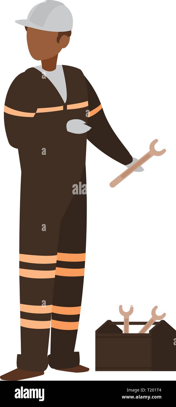 industrial worker with toolbox avatar character vector illustration ...