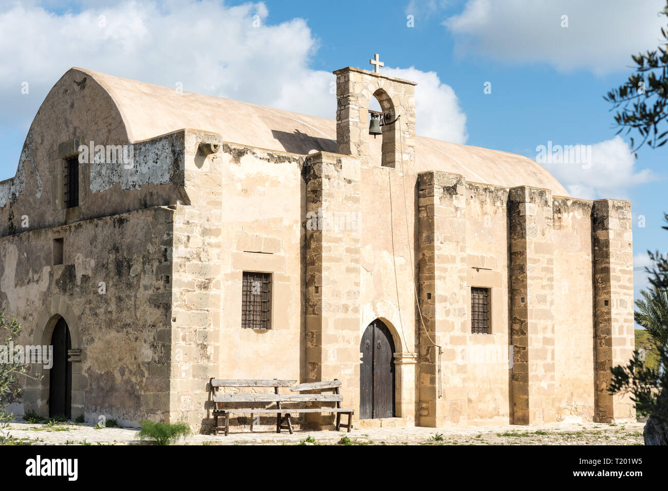 Small churc in Cyprus with beautiful yard filled with old olive trees ...