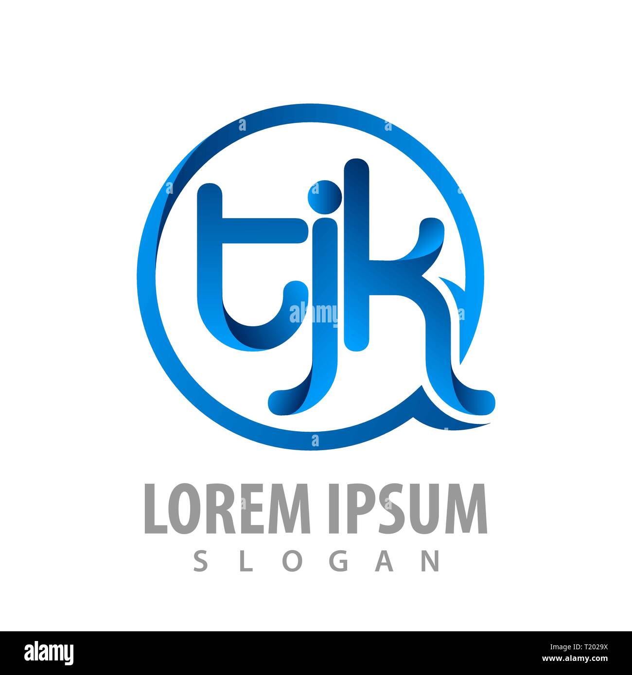 Circle initial letter TJK concept design. Symbol graphic template ...