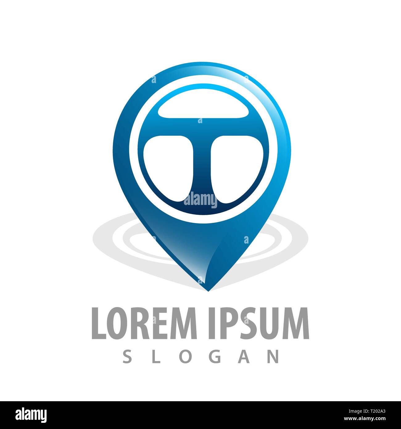 Pin location navigation with T letter concept design. Symbol graphic ...