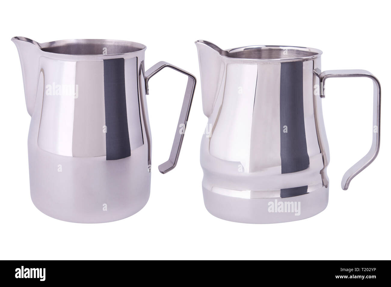 Metal pitchers for coffee making. Barista tool. Milk pitcher. Set ...