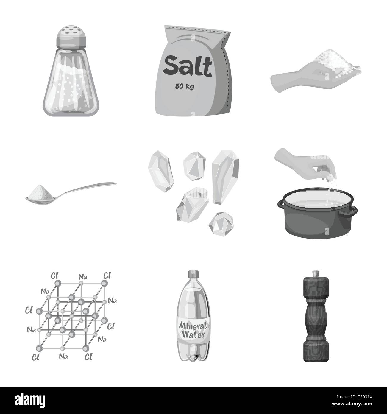 Vector illustration of salt and food icon. Collection of salt and ...