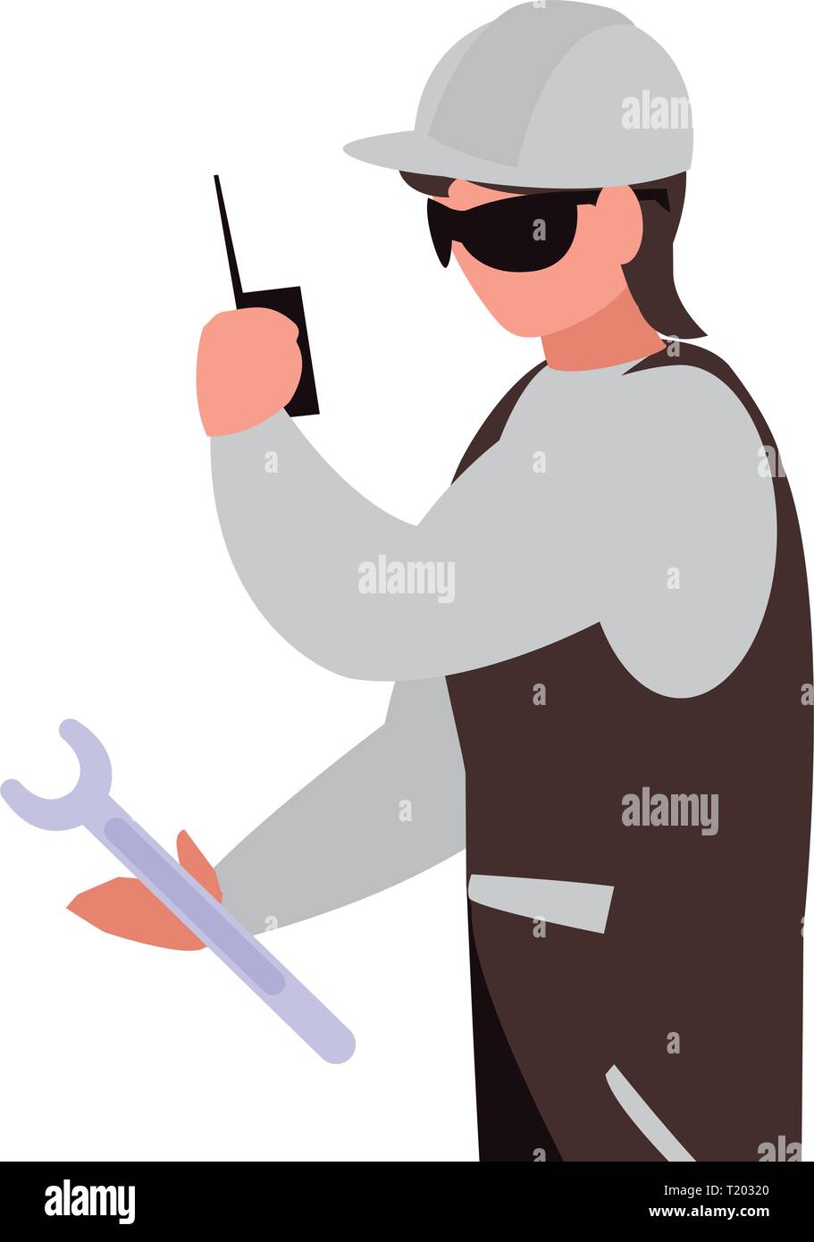 industrial worker with tools avatar character vector illustration ...