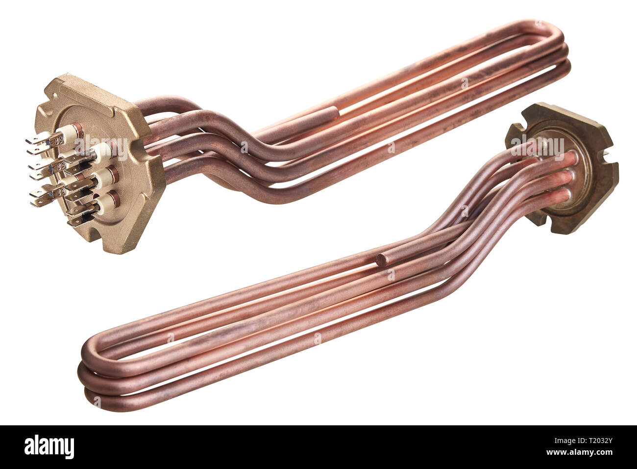 Heating elements for coffee machines isolated on white background Stock ...