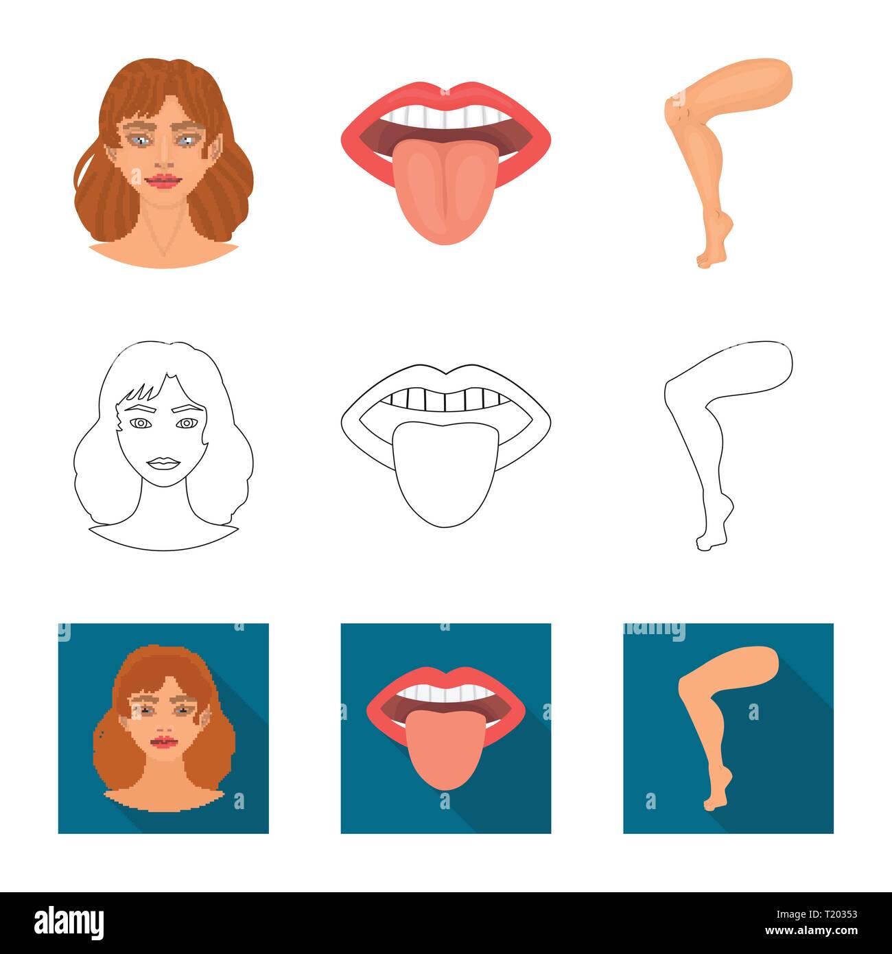 Vector illustration of body and part sign. Collection of body and ...