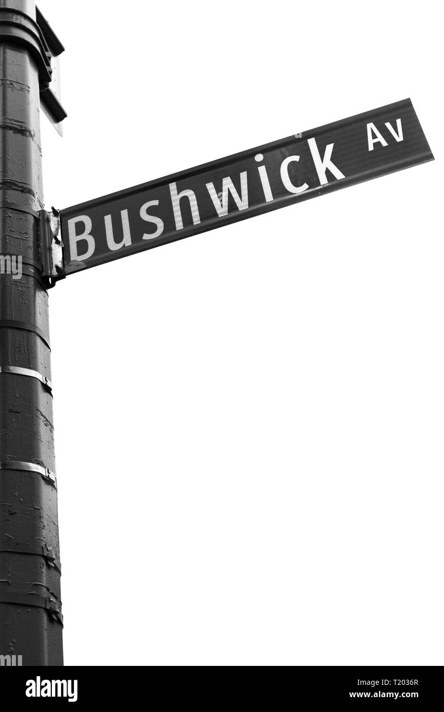 New York City street sign at Bushwick Ave Stock Photo - Alamy