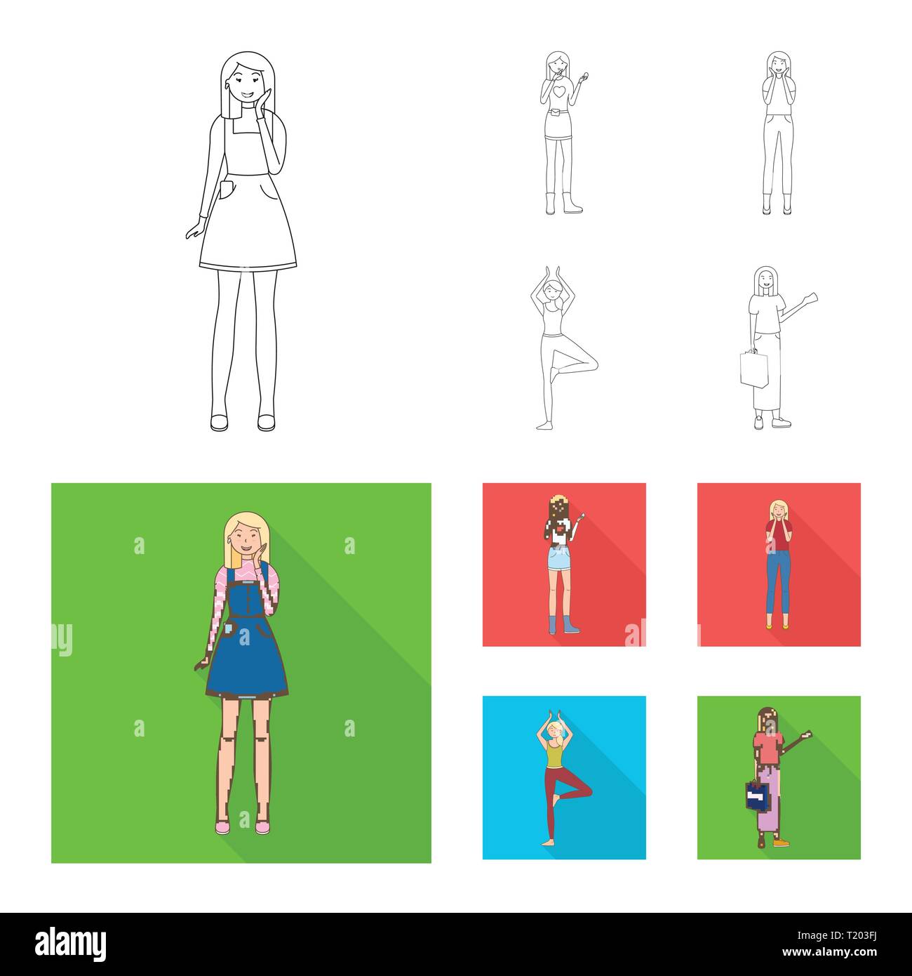 Vector illustration of posture and mood sign. Collection of posture and ...