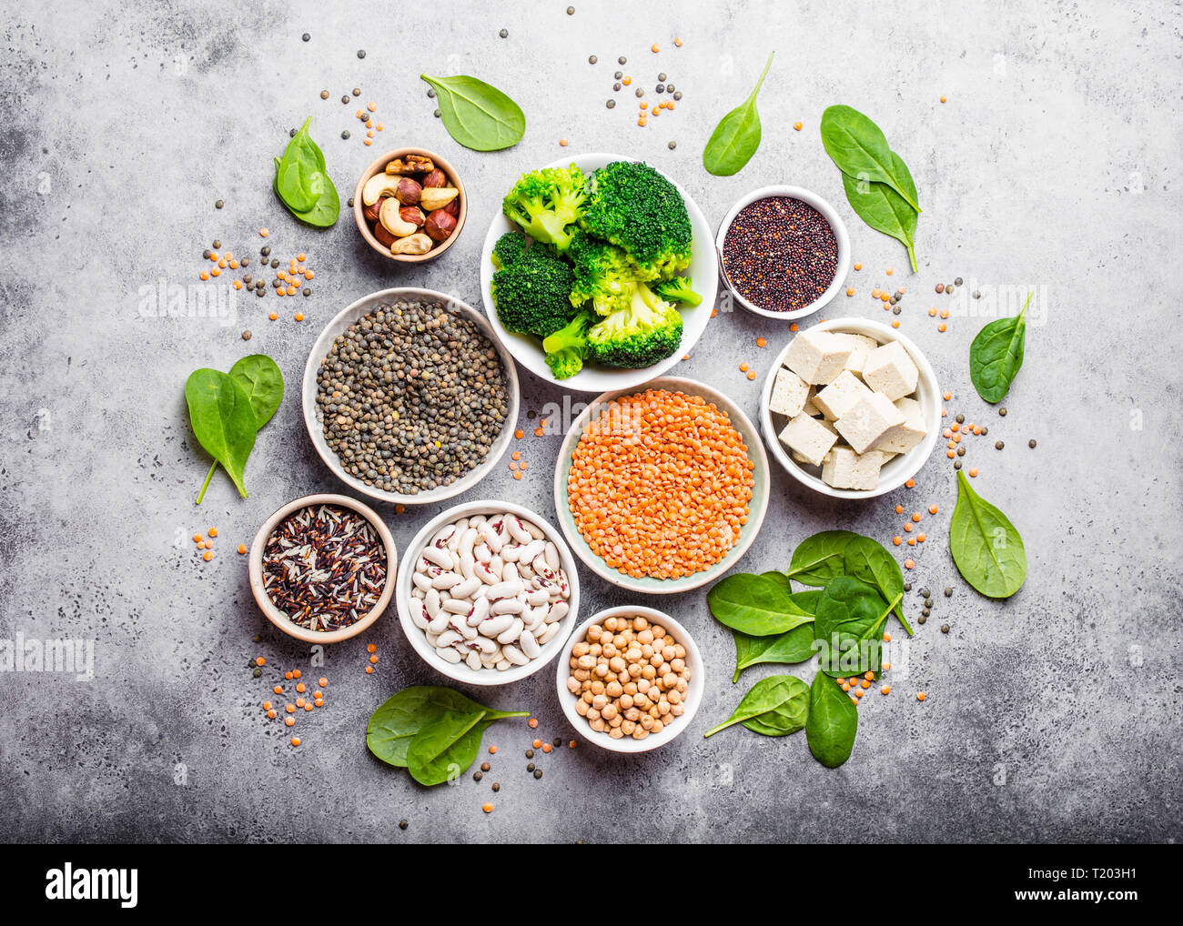 Vegan protein sources Stock Photo - Alamy