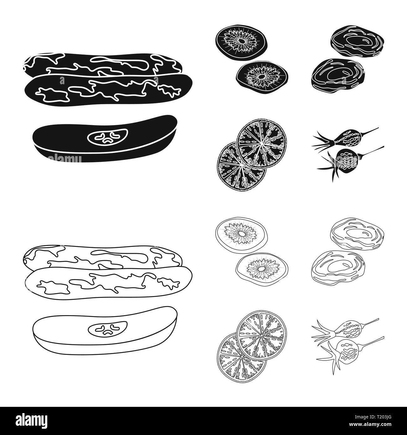 Vector design of food and raw logo. Set of food and nature stock vector ...